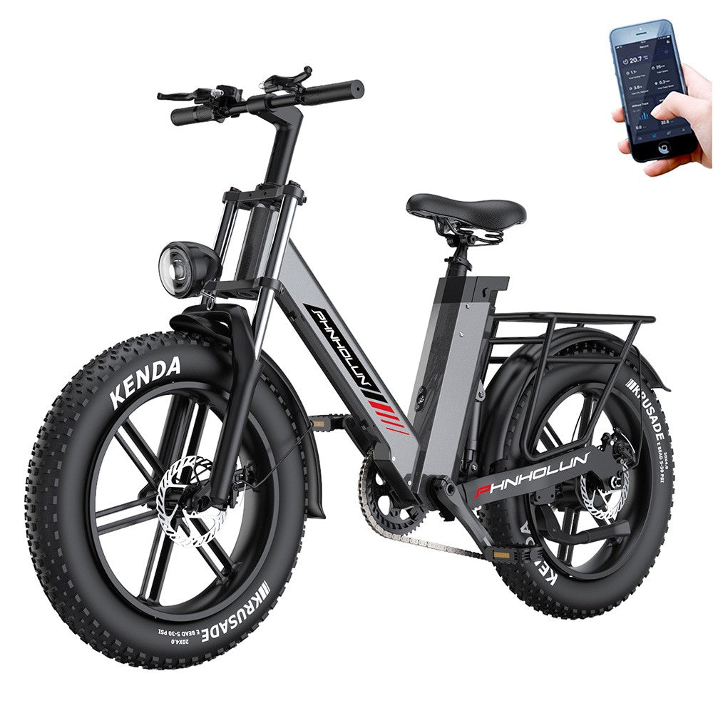 PHNHOLUN C6 Pro Electric Bike 20" Tires 1000W Motor 48V 17Ah Battery ...